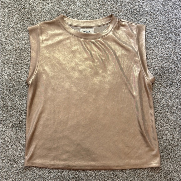 Anthropologie | Tops | Porridge Metallic Gold Muscle Tank Top Small ...
